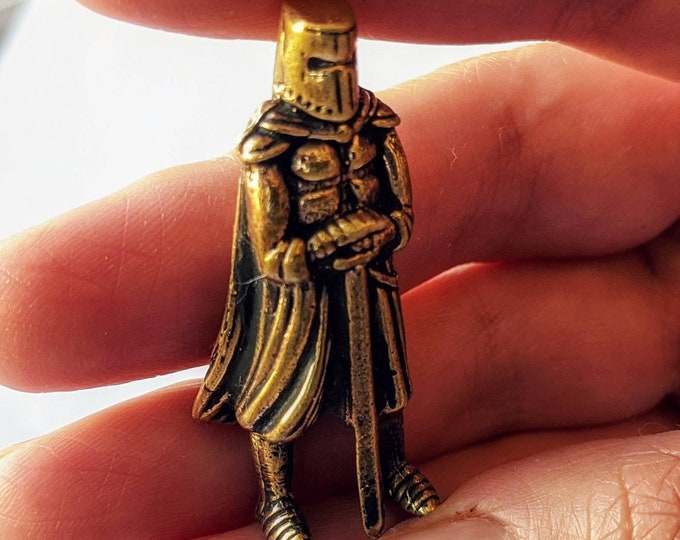 Brass Knight With Sword Collectible Crusader Handmade Miniature ...