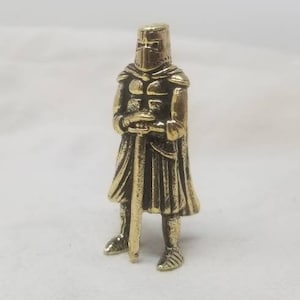 Brass Knight With Sword Collectible Crusader Handmade Miniature ...