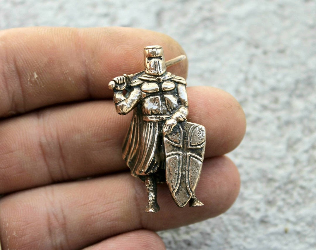 Brass Miniature Madieval Knight With Sword Collectible Figurine Home ...