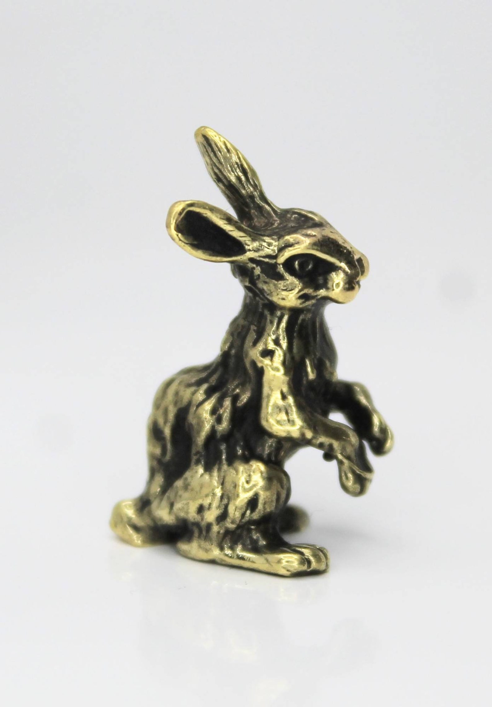 Jackrabbit Brass Small Animal Sculpture Handmade Collectible - Etsy