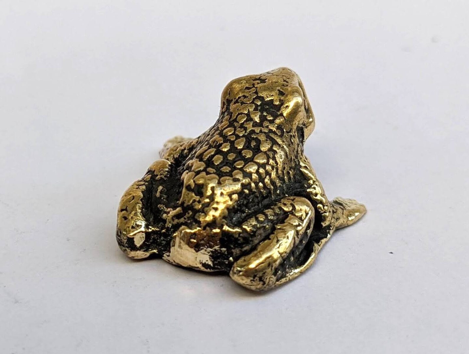 Frog Figurine Solid Brass Tiny Collectible Handmade Animal | Etsy