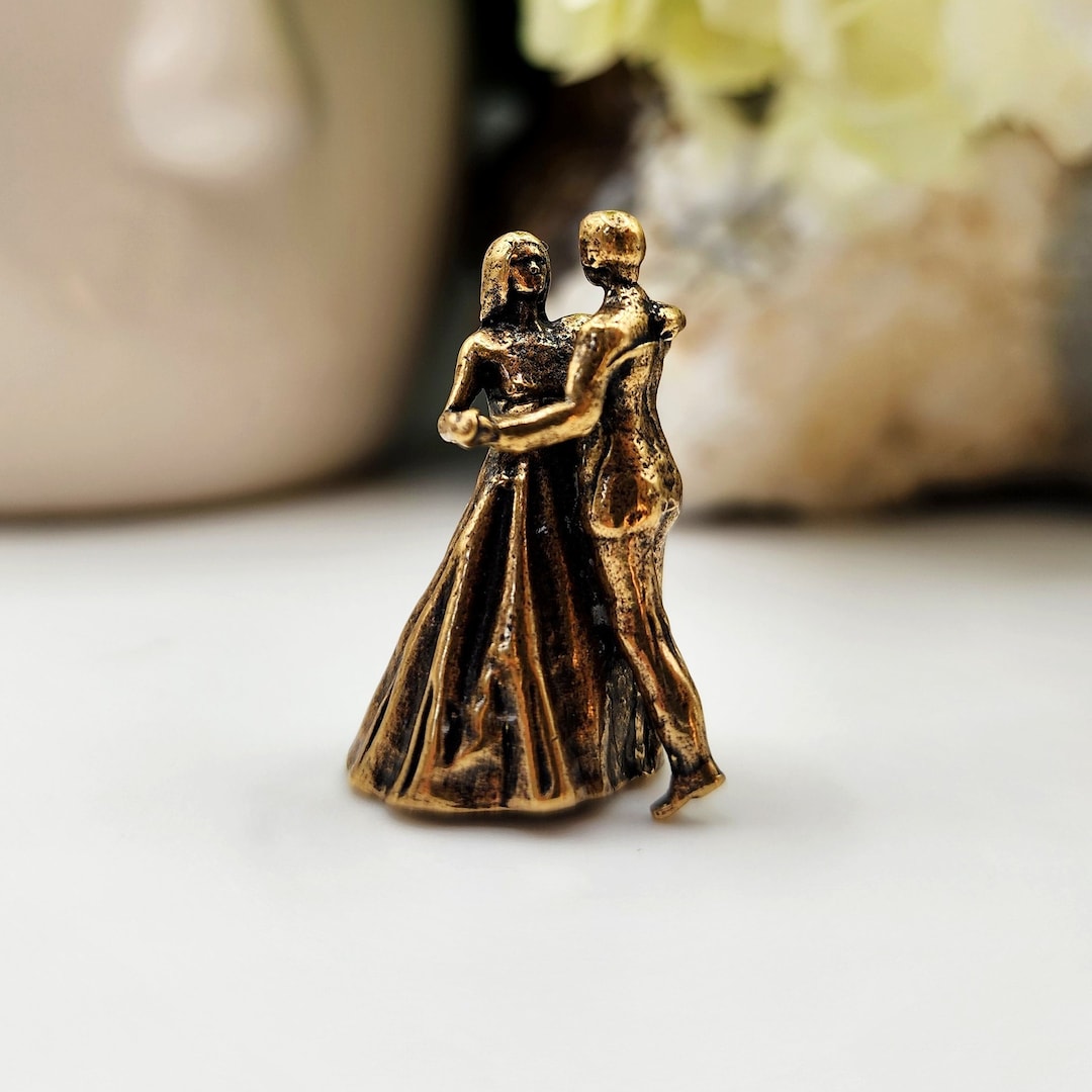 Dancing Couple Brass Miniature Sculpture Collectible Figurine Small ...