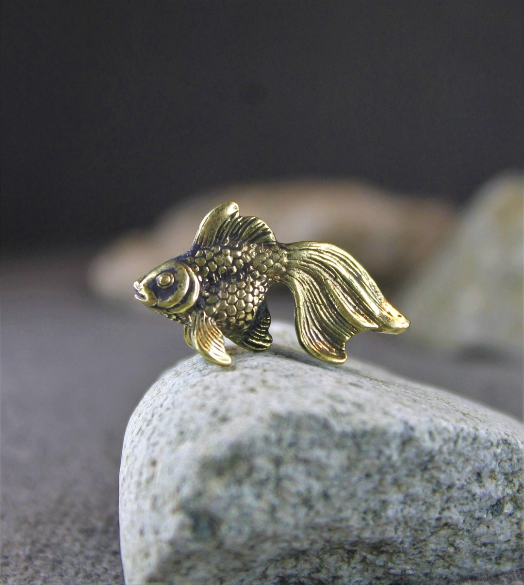 Goldfish Figure Mini Brass Handmade Collectible Fish Figurine - Etsy