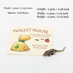 Amulet for Wallet, Brass Mouse to Attract More Money Purse Magic Gift ...