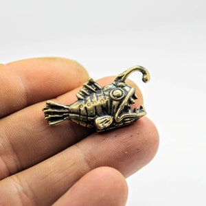 Anglerfish Figure Tiny Brass Miniature, Collectible Handmade Home ...