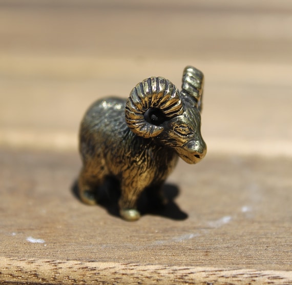 Ram Figure Brass Hand-carved Collectible Tiny Animal Sculpture | Etsy