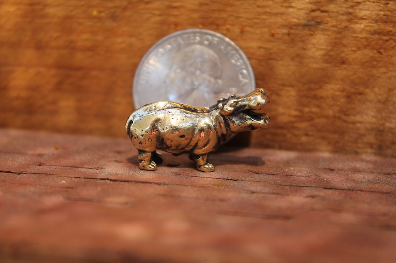 Hippo Tiny Figurine Brass Collectible Small Animal Miniature - Etsy
