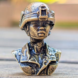 Brass Soldier Helmet Bust: Handmade US Military Figurine - Etsy