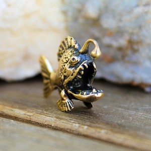 Brass Anglerfish Figure Free Standing Tiny Brass Fish Miniature ...