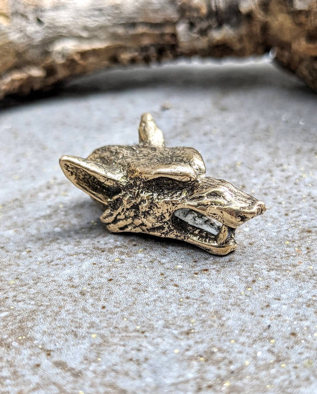 Wolf Head Pendant Brass Wolverine Handmade Miniature - Etsy