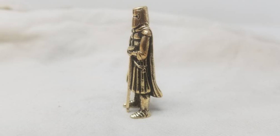 Brass Knight With Sword Collectible Crusader Handmade Miniature ...