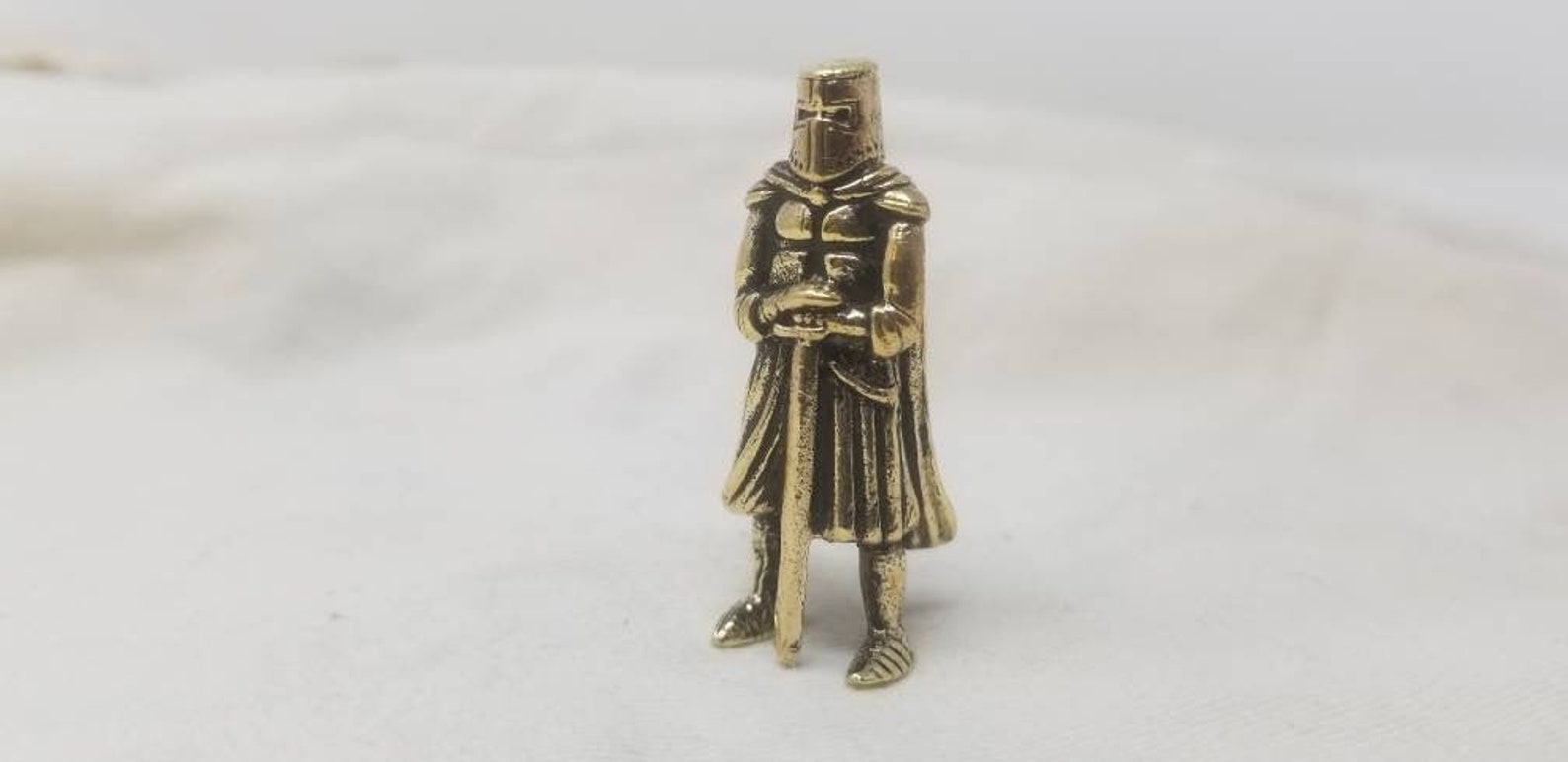 Brass Knight With Sword Collectible Crusader Handmade Miniature ...