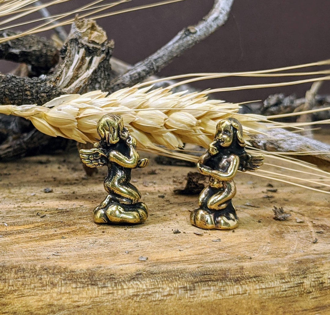 Angel Figurine | Tiny Brass Handmade Figure | Guardian Angel ...