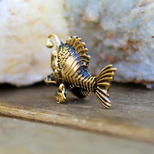 Brass Anglerfish Figure Free Standing Tiny Brass Fish Miniature ...