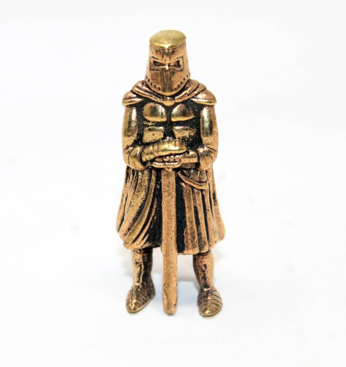 Brass Knight With Sword Collectible Crusader Handmade Miniature ...