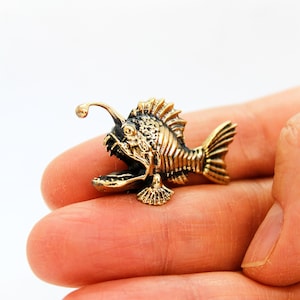 Brass Anglerfish Figure Free Standing Tiny Brass Fish Miniature ...