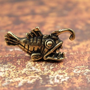 Anglerfish Figure Tiny Brass Miniature, Collectible Handmade Home ...