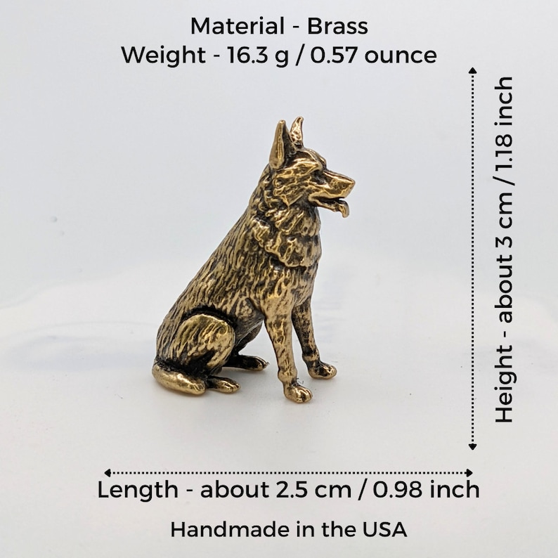 German Shepherd Figurine Handmade Brass Dog Miniature Statue - Etsy
