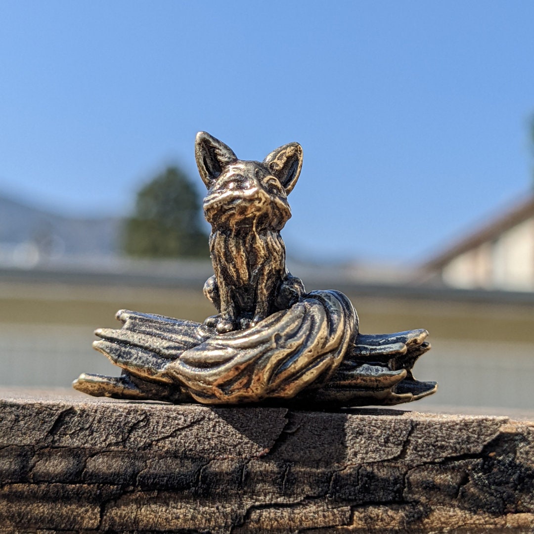Fox Figurine Small Sculpture Miniature Fox Sitting on a Log - Etsy