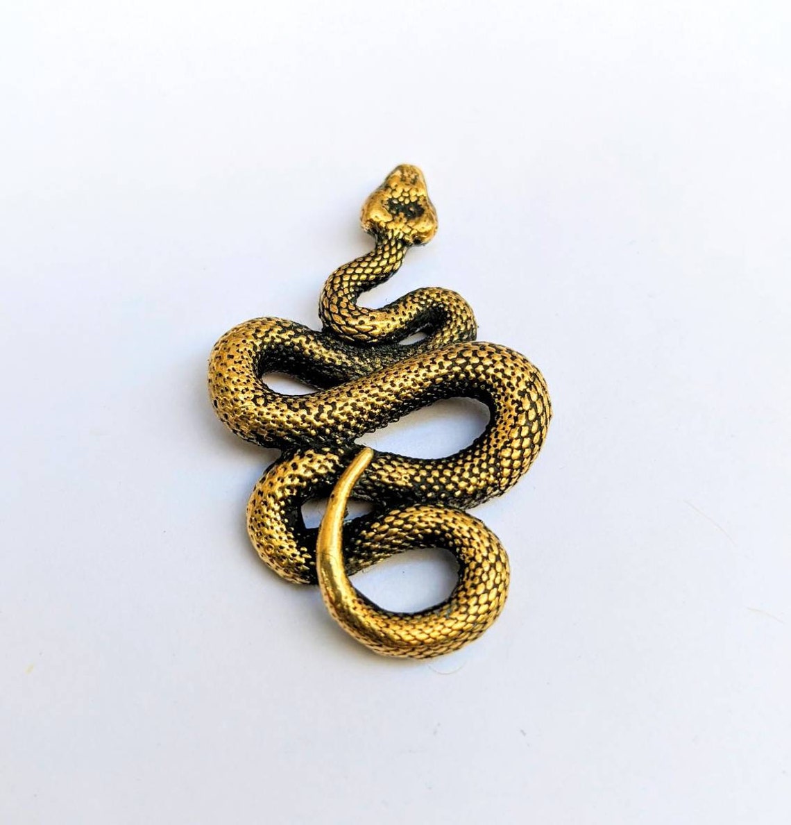 Brass Snake Figurine Handmade Art Fang Shui Collectible | Etsy