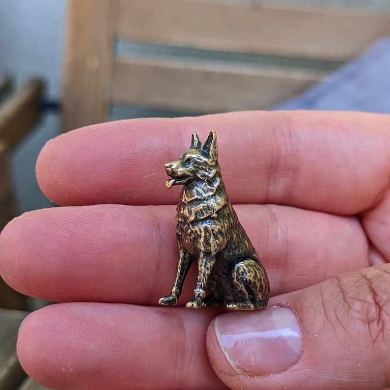 German Shepherd Figurine Handmade Brass Dog Miniature Statue - Etsy