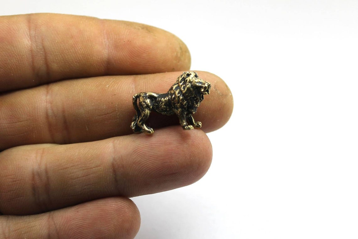 Lion Figure Brass Tiny Collectible Small Animal Handmade | Etsy