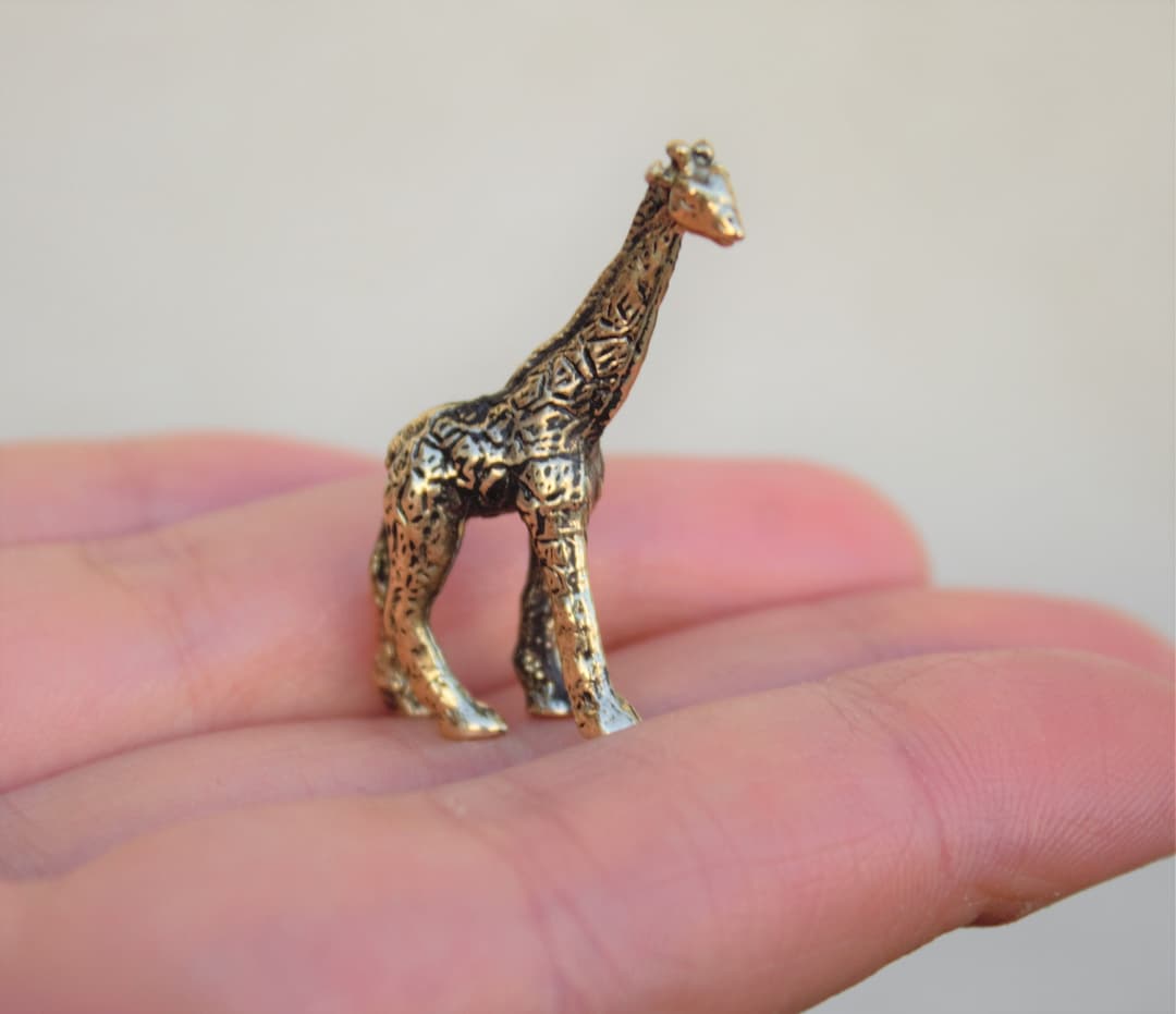 Giraffe Figurine Brass Tiny Collectible Handmade Miniature Small Animal ...
