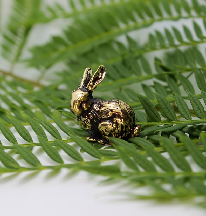 Rabbit Brass Small Animal Sculpture Handmade Collectible | Etsy