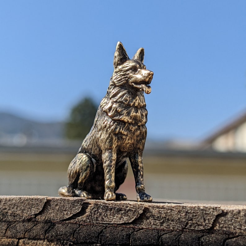 German Shepherd Figurine Handmade Brass Dog Miniature Statue - Etsy