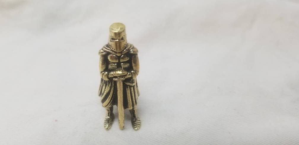 Brass Knight With Sword Collectible Crusader Handmade Miniature ...