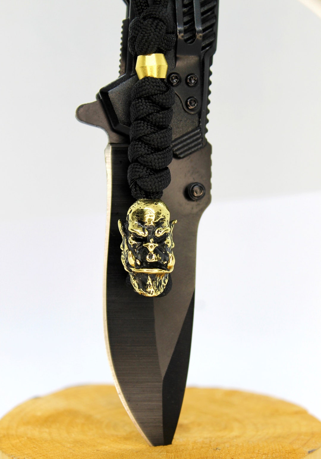 EDC Paracord Brass Orc Skull Keychain Lanyard Knife Accessories 1 PCS ...