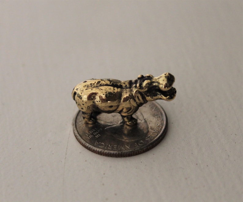 Hippo Tiny Figurine Brass Collectible Small Animal Miniature - Etsy