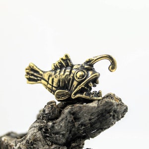 Anglerfish Figure Tiny Brass Miniature, Collectible Handmade Home ...