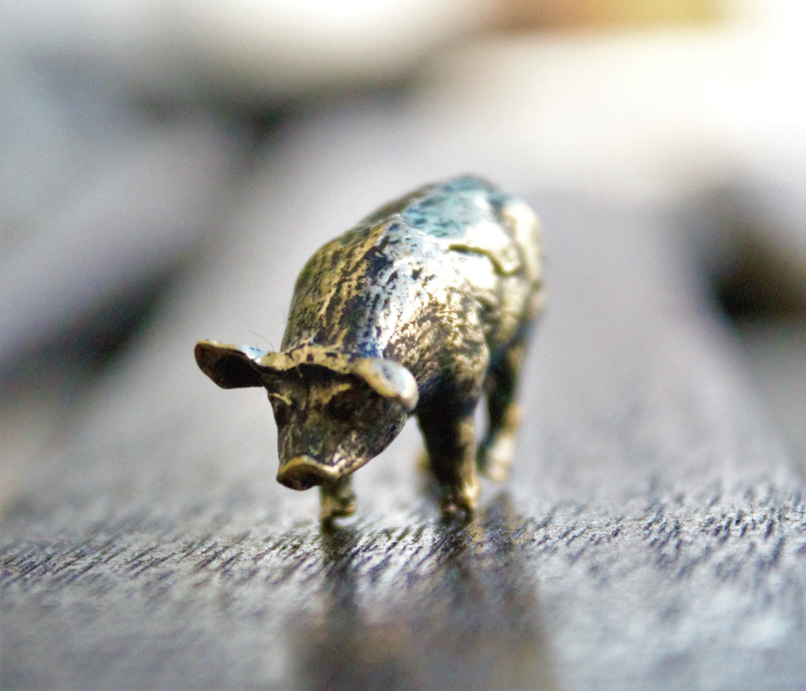 Brass Pig Figurine Collectible Small Handmade Decorative Animal Charm ...