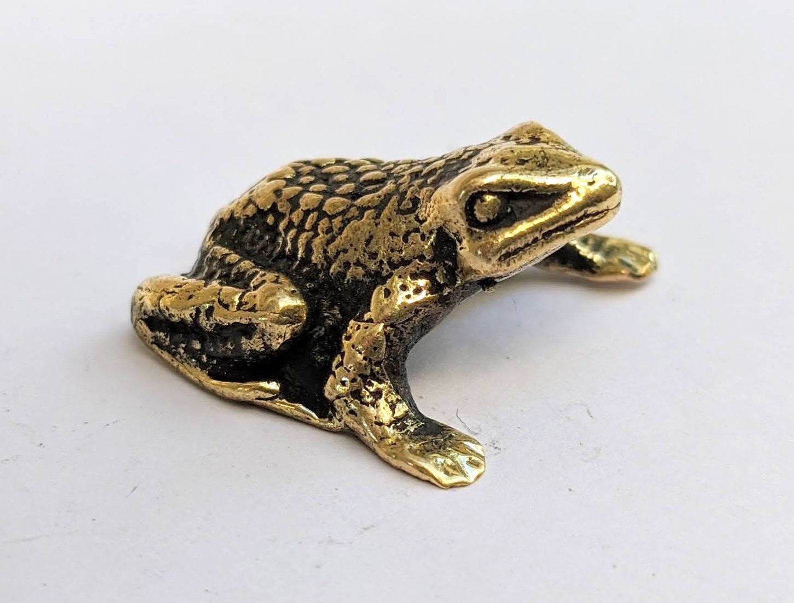 Frog Figurine Solid Brass Tiny Collectible Handmade Animal | Etsy