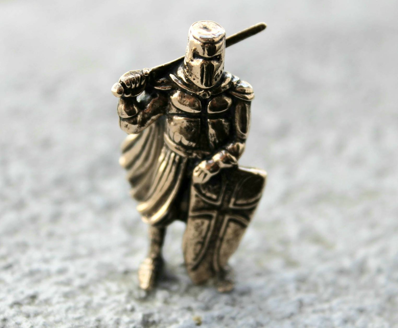 Brass Miniature Madieval Knight With Sword Collectible Figurine Home ...