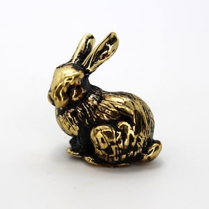 Rabbit Brass Small Animal Sculpture Handmade Collectible Figurine Bunny ...