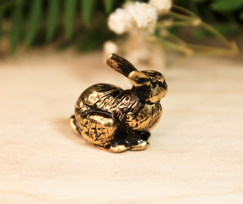 Rabbit Brass Small Animal Sculpture Handmade Collectible | Etsy