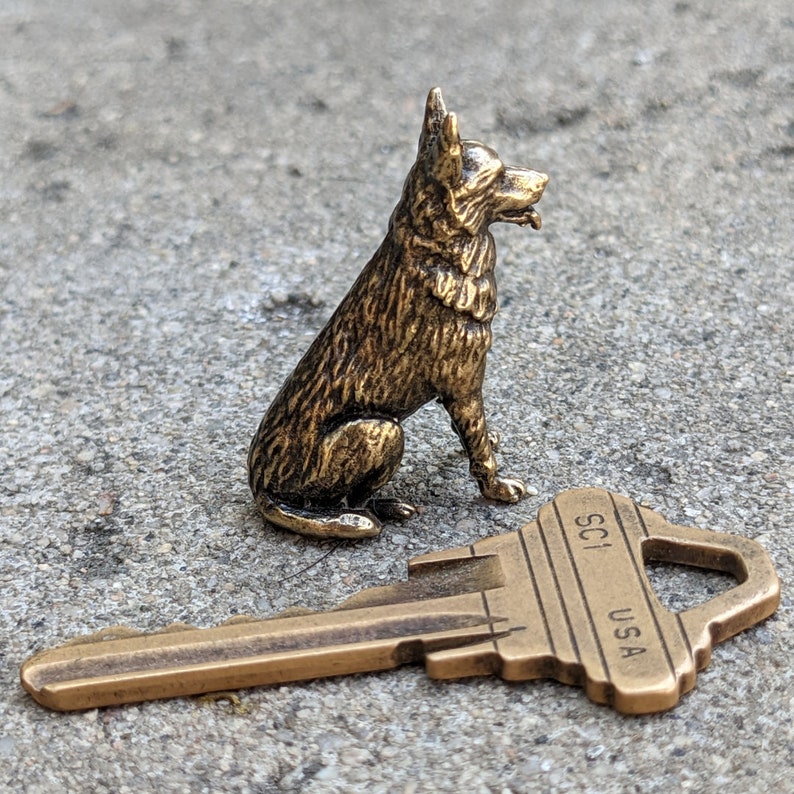 German Shepherd Figurine Handmade Brass Dog Miniature Statue - Etsy