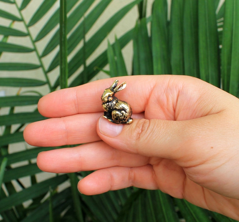 Rabbit Brass Small Animal Sculpture Handmade Collectible | Etsy