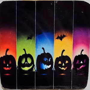 Glowing Pumpkin Background Wood Pine Coaster Set of 4 - Etsy