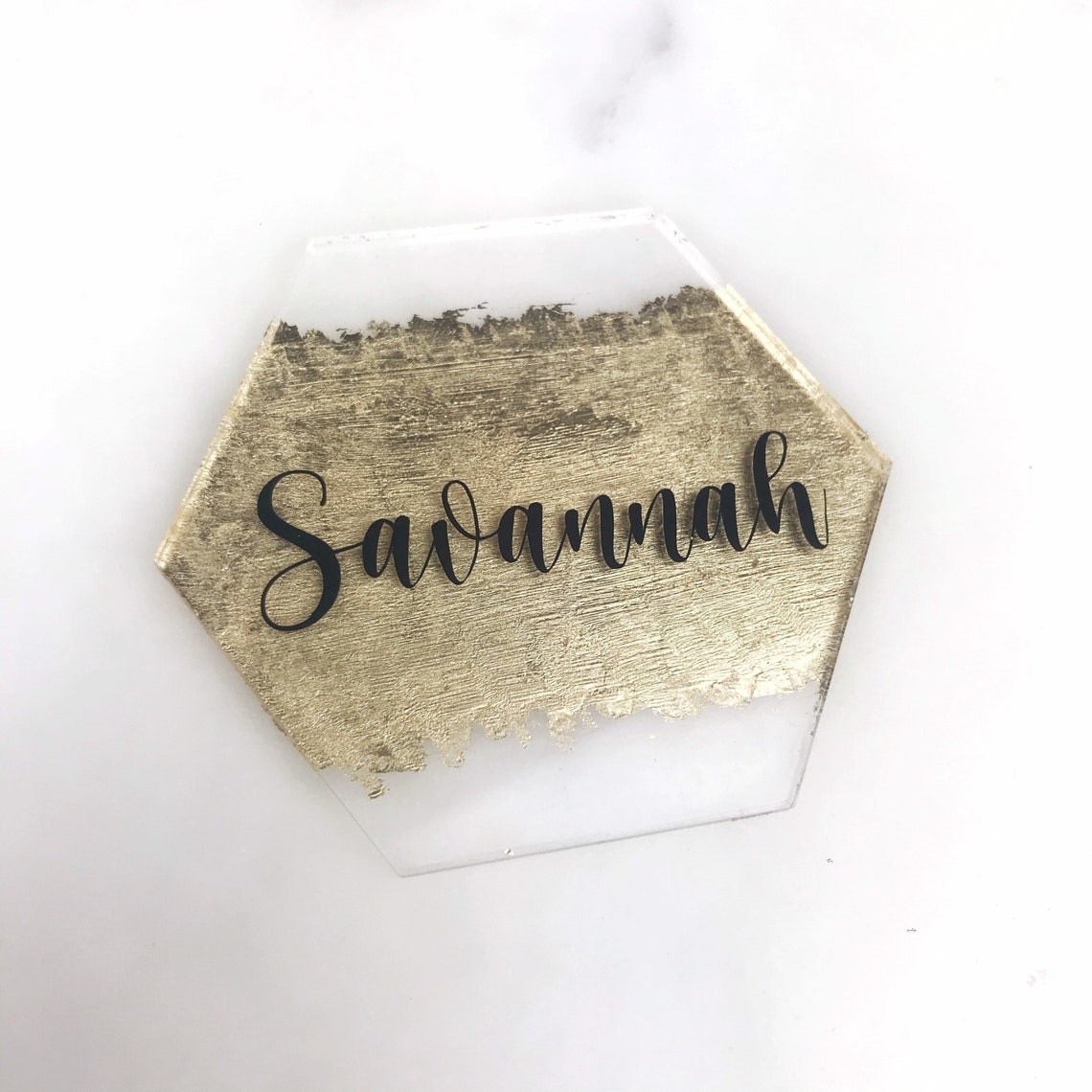 Gold Leaf Acrylic Nameplates / Place Cards for Wedding Bridal - Etsy