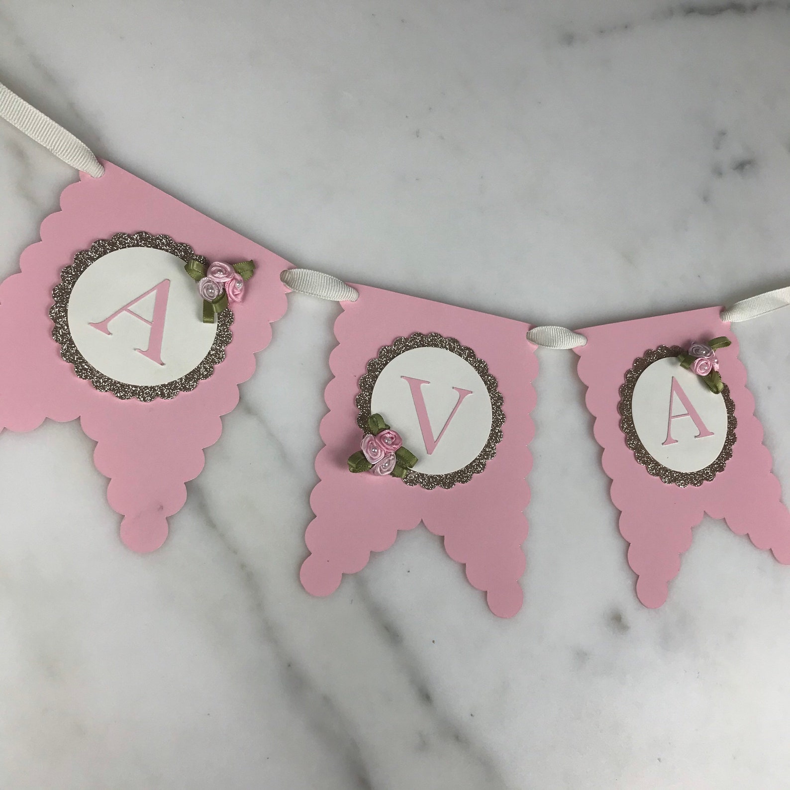 Girls nursery custom baby name banner / 1st birthday banner / | Etsy