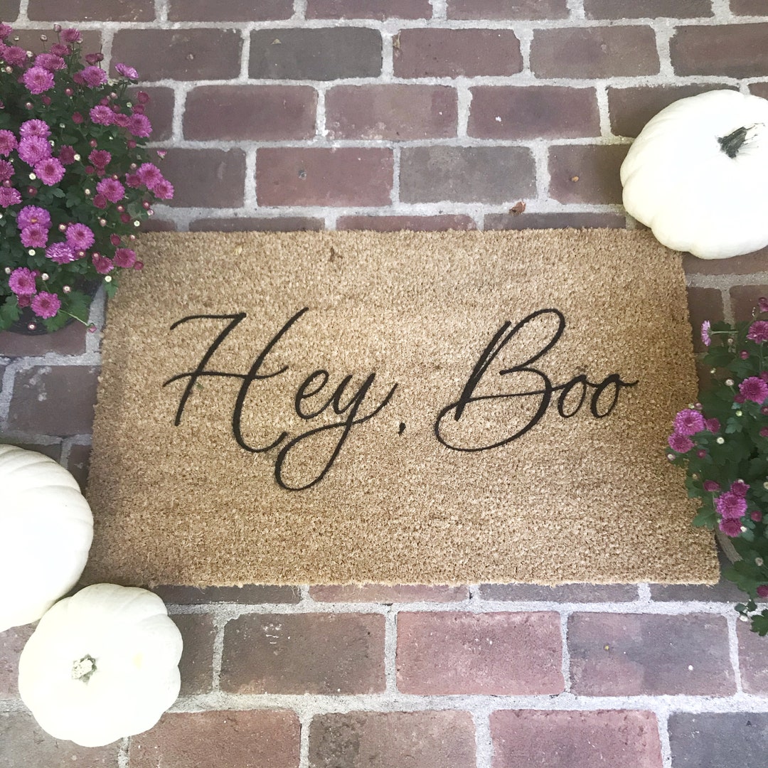 Hey, Boo Fall Doormat for Halloween / Festive Fall Doormat Decor / Hey ...
