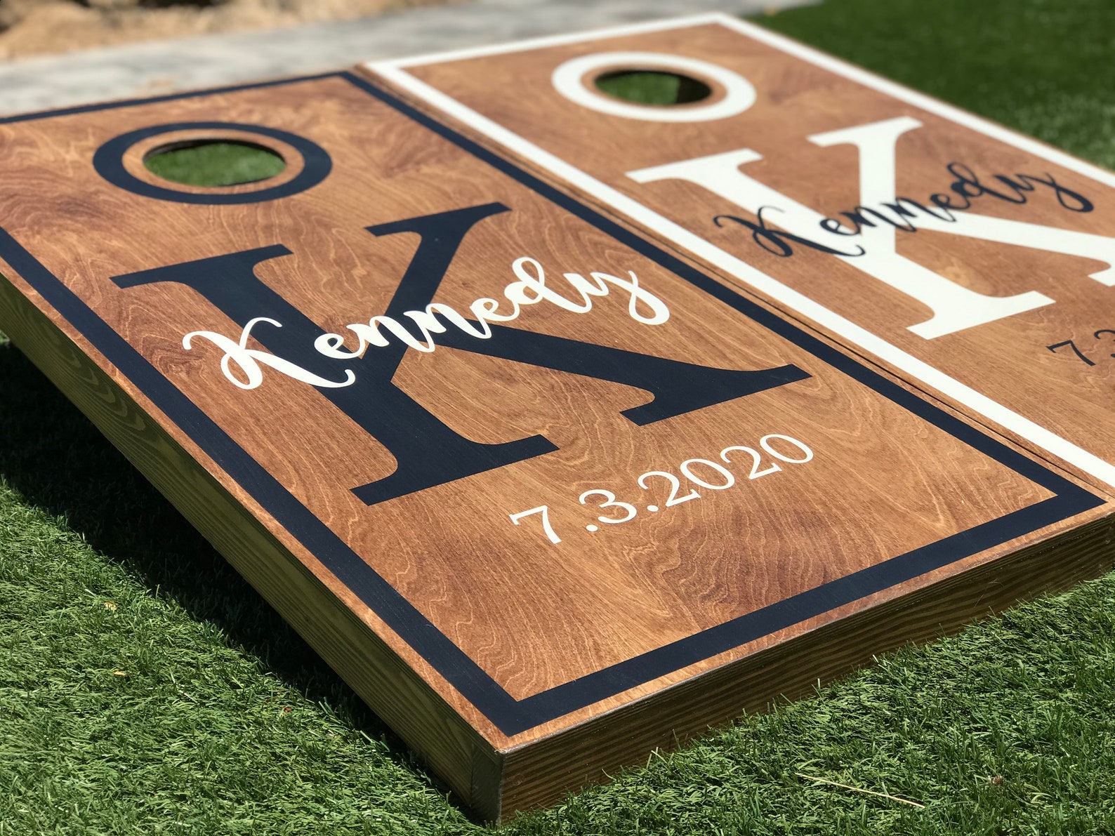 Custom Wedding Cornhole Boards | Hand-painted, Two-color Design - Etsy