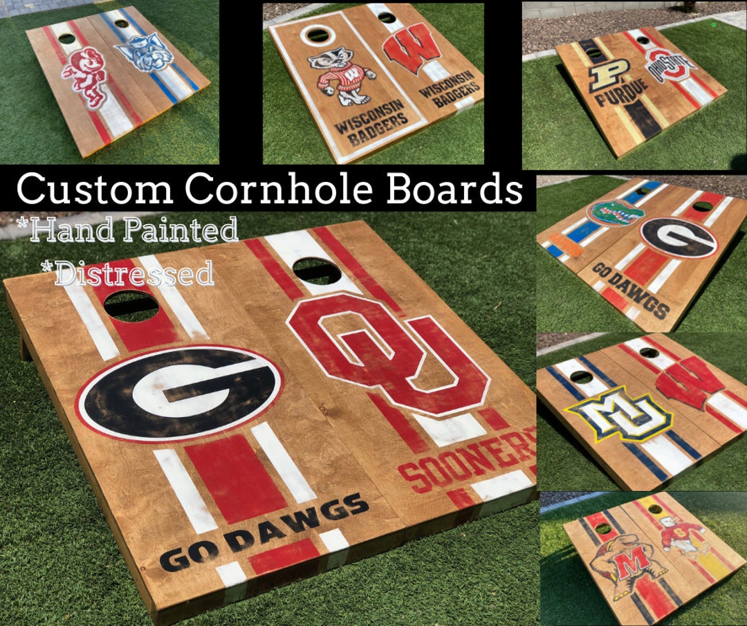 Custom Cornhole Boards, College, Distressed, Hand Painted, Personalized ...