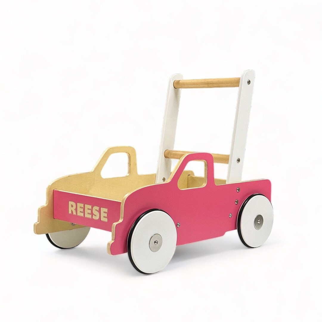 Wooden Truck in Malibu Pink - Walker & Wagon Push Cart for Baby ...