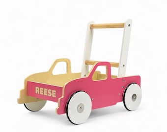 Wooden Walker & Wagon for Baby / Toddlers in Lilac Purple Handcrafted ...