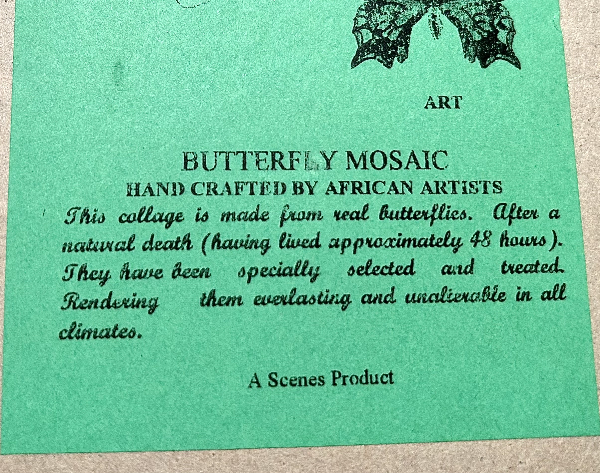 African Butterfly Wing Art, Wing Mosaic of Woman With Basket, Signed ...