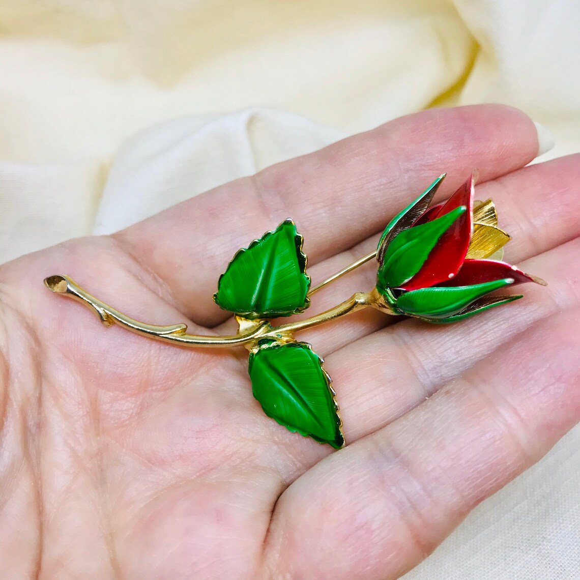 Red Rose Enamel Pin Red Long Stem Rose Pin Sweetheart Gift | Etsy